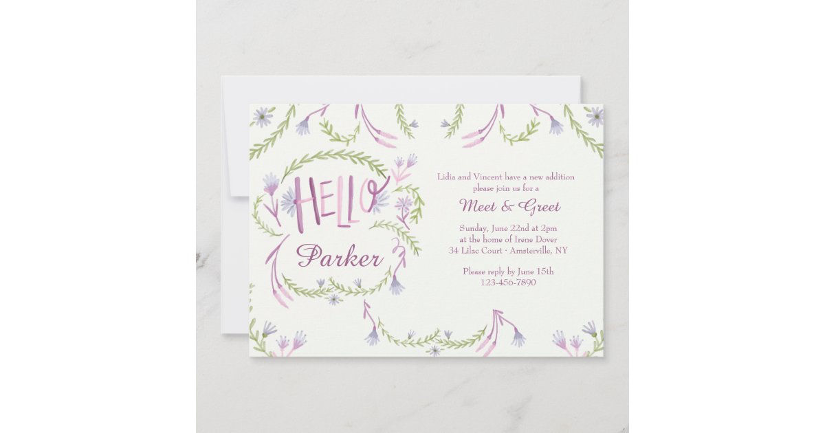 Hello Baby Meet and Greet Invitation | Zazzle