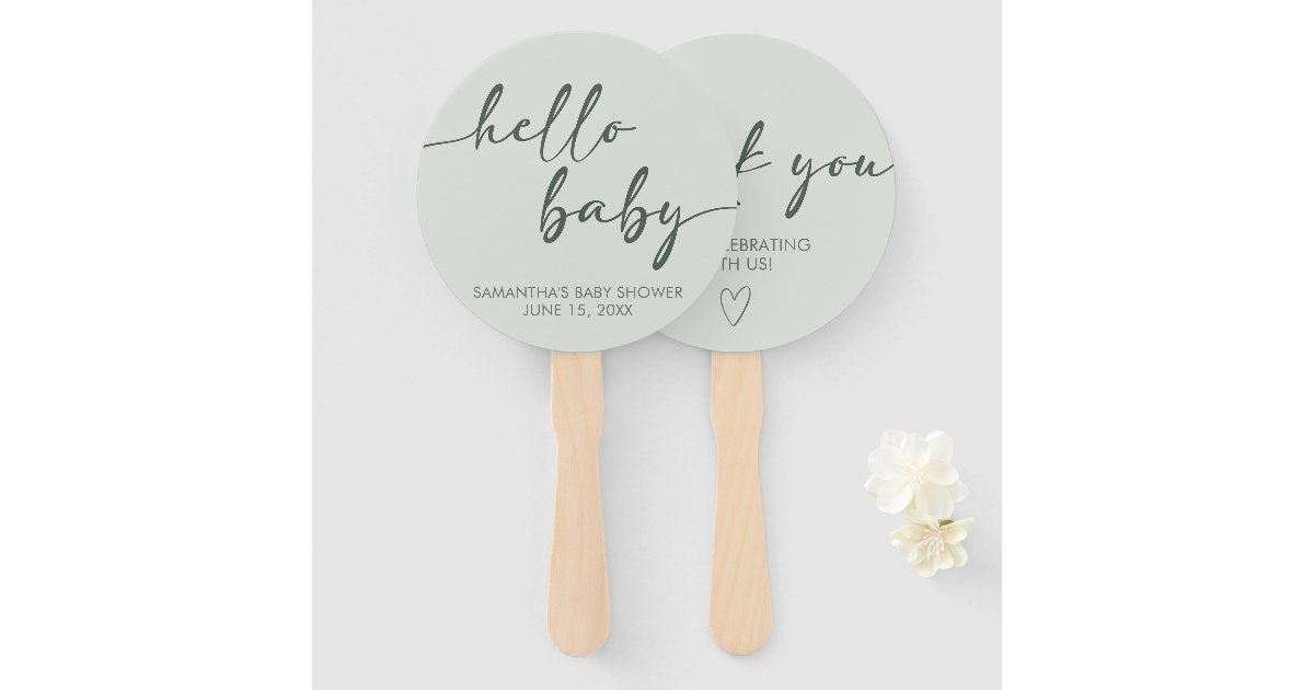 Hello Baby Minimalist Baby Shower Hand Fan | Zazzle