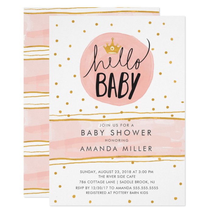 HELLO BABY · Modern Girls BabyShower Invitation | Zazzle.com