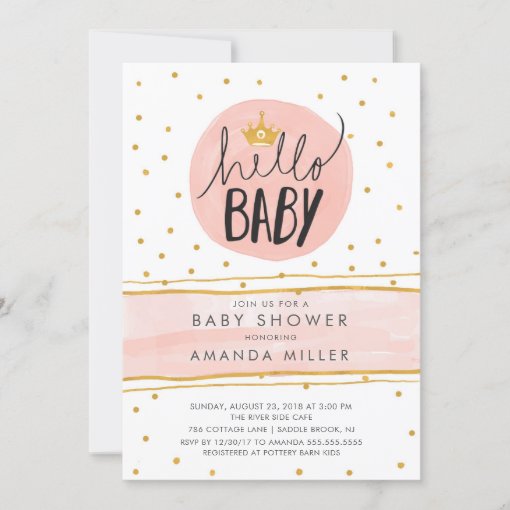 HELLO BABY · Modern Girls BabyShower Invitation | Zazzle