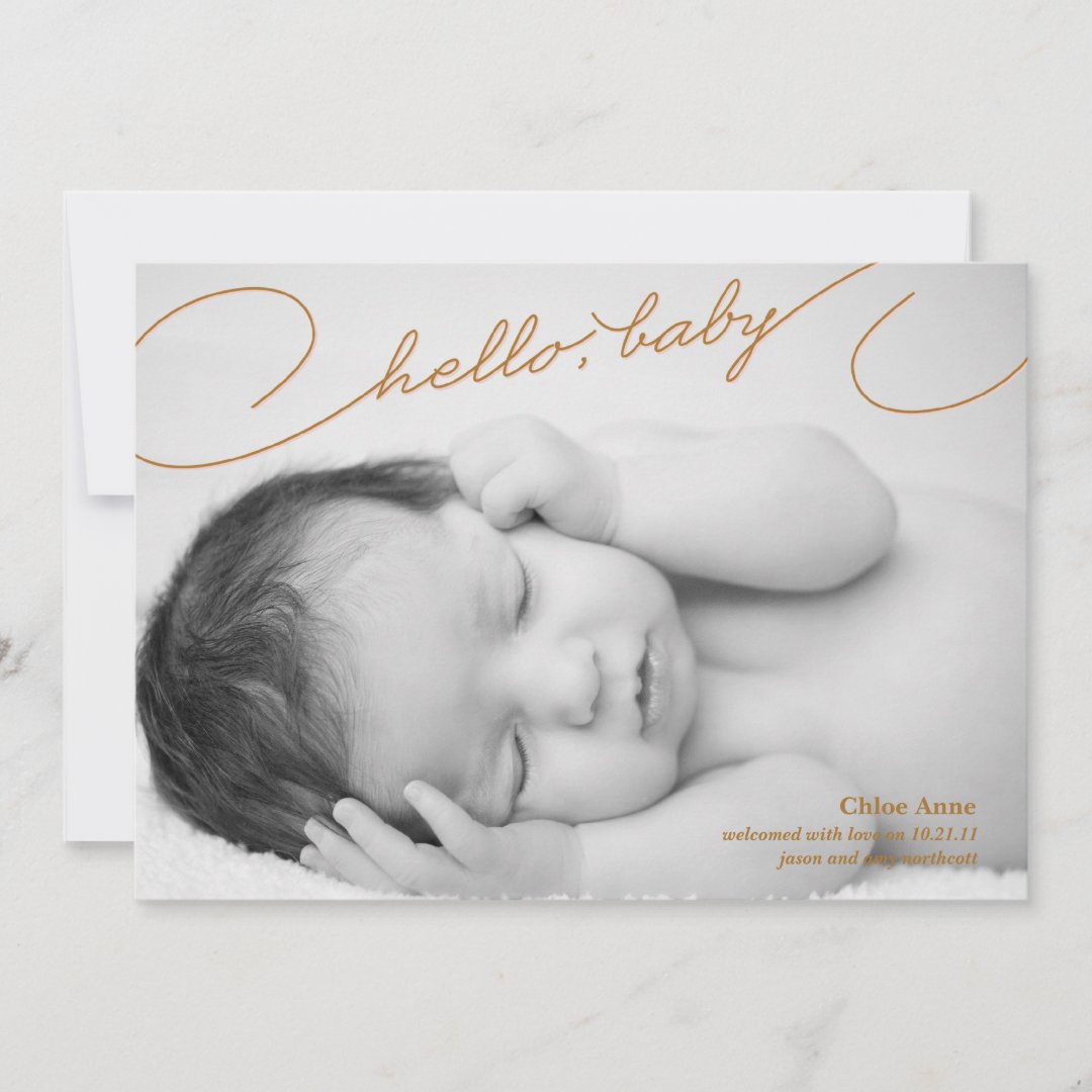 Hello Baby - Newborn Birth Announcement | Zazzle
