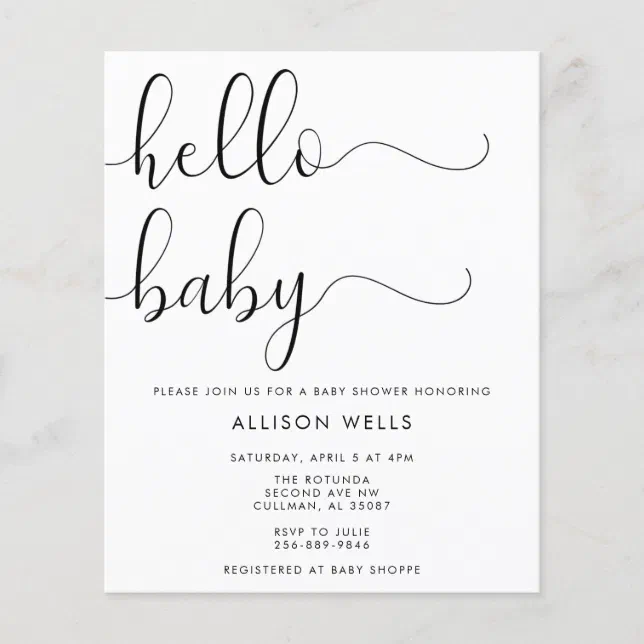 Hello Baby Shower Invitation | Zazzle