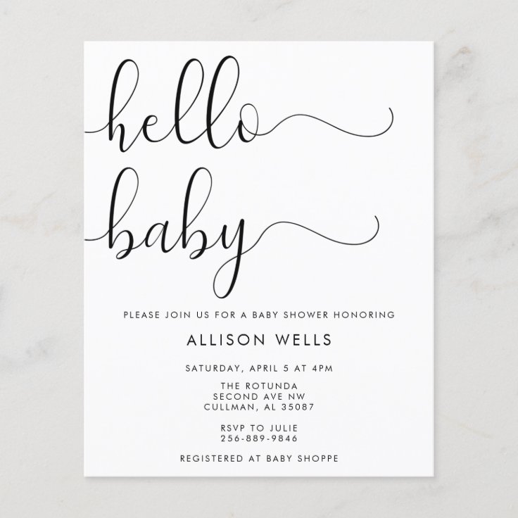 Hello Baby Shower Invitation | Zazzle