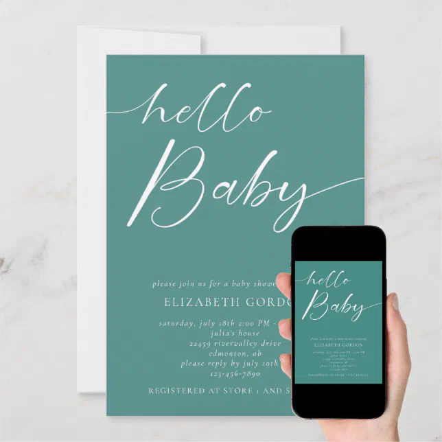 Hello Baby Shower Minimalist Gender Neutral Boho Invitation | Zazzle