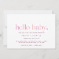 Hello Baby | Simple Heart Pink Girl Baby Shower Invitation | Zazzle