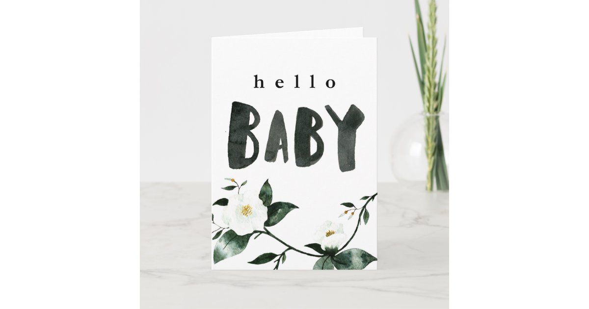 Hello Baby Watercolor Floral Card | Zazzle