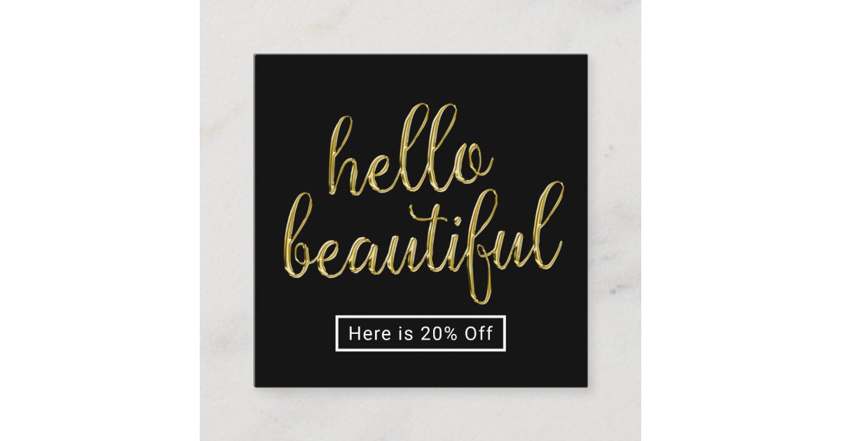Hello Beautiful 3D Gold Script Salon Referral | Zazzle