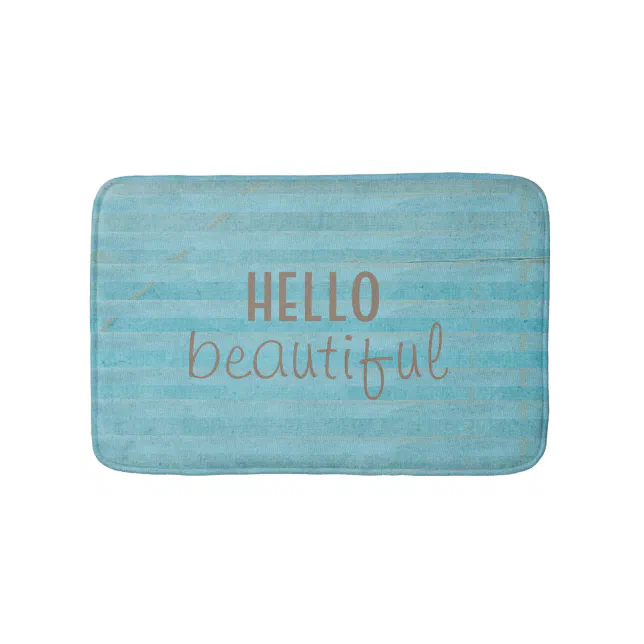Hello Beautiful Chic And Trendy Striped Design Bathroom Mat | Zazzle