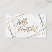 Hello beautiful faux gold script geometric marble business card | Zazzle