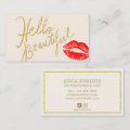 Hello Beautiful Gold Typography Red Lips Print Business Card | Zazzle