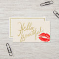 Hello Beautiful Gold Typography Red Lips Print Business Card | Zazzle