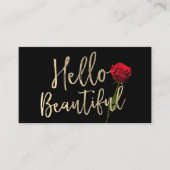 Hello Beautiful Gold Typography Red Rose Flower Business Card | Zazzle