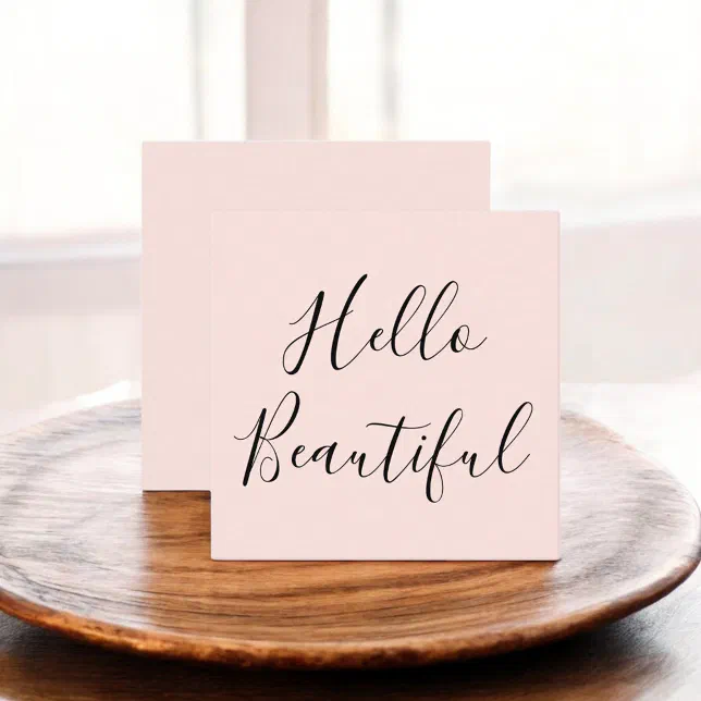 Hello Beautiful Modern Blush Pink Square Business Card | Zazzle