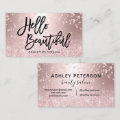 Hello beautiful rose gold glitter metal confetti business card | Zazzle