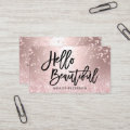 Hello beautiful rose gold glitter metal confetti business card | Zazzle