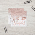 Hello beautiful rose gold glitter ombre marble square business card ...