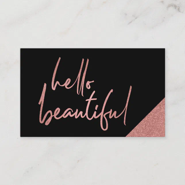 Hello Beautiful Rose Gold Makeup Artist Business Card | Zazzle