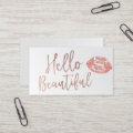 Hello Beautiful Rose Gold Typography Makeup Artist Business Card | Zazzle