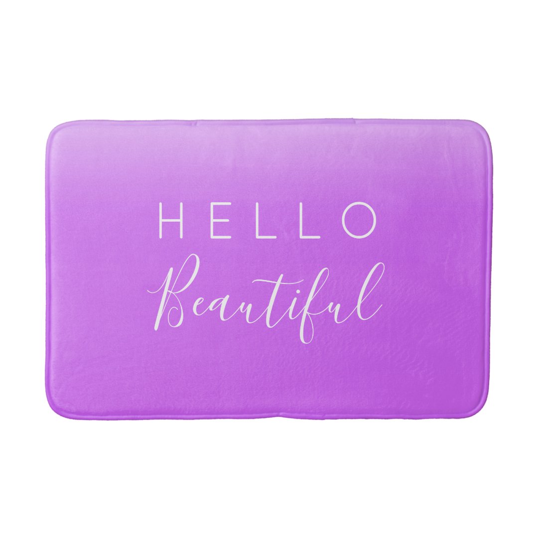 Hello Beautiful /Violet Purple Bath Mat | Zazzle