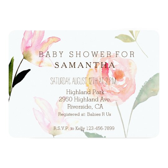 Hello Beautiful Watercolor Floral baby shower Invitation | Zazzle.com