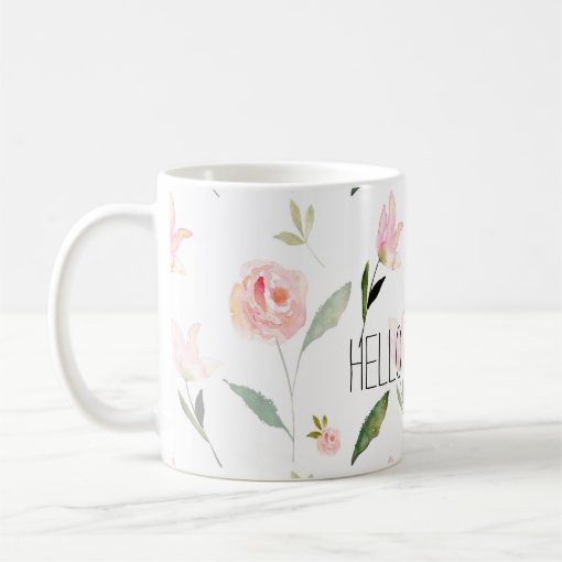 Hello Beautiful Watercolor Floral Coffee Mug | Zazzle