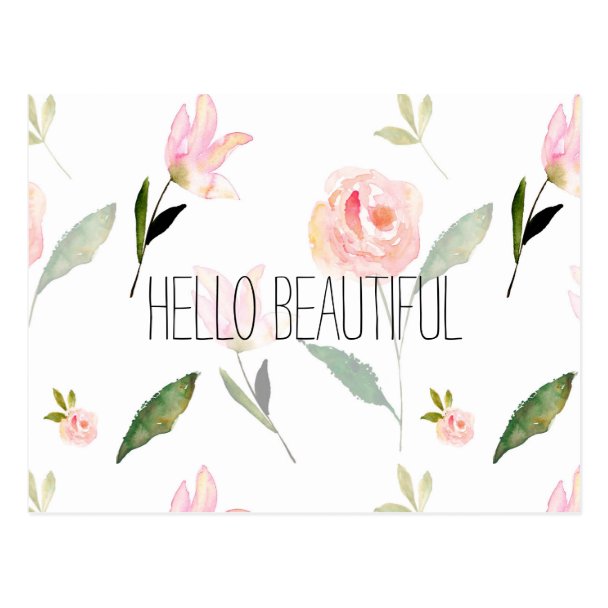 Hello Beautiful Watercolor Floral Fabric | Zazzle.com