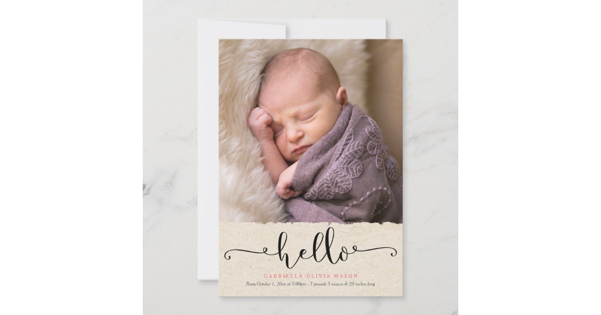Hello Birth Announcement | Zazzle