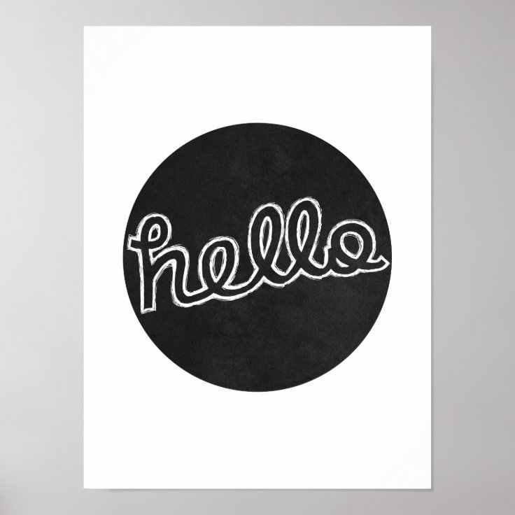 Hello - Black and White Poster | Zazzle