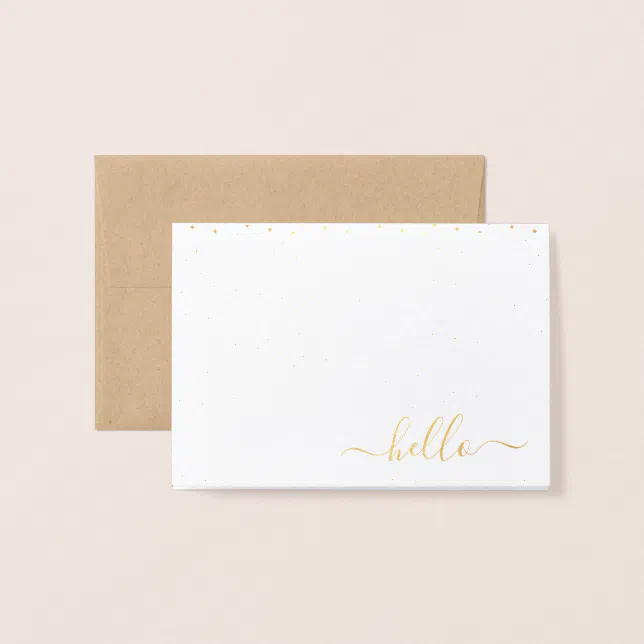 Hello Blank Foil Note Card | Zazzle