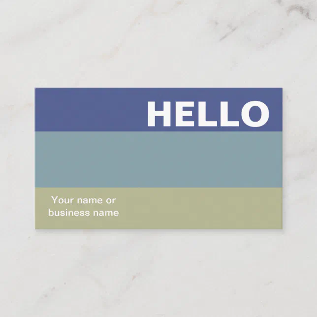Hello Blue Khaki Color Palette Minimal Classy Business Card | Zazzle