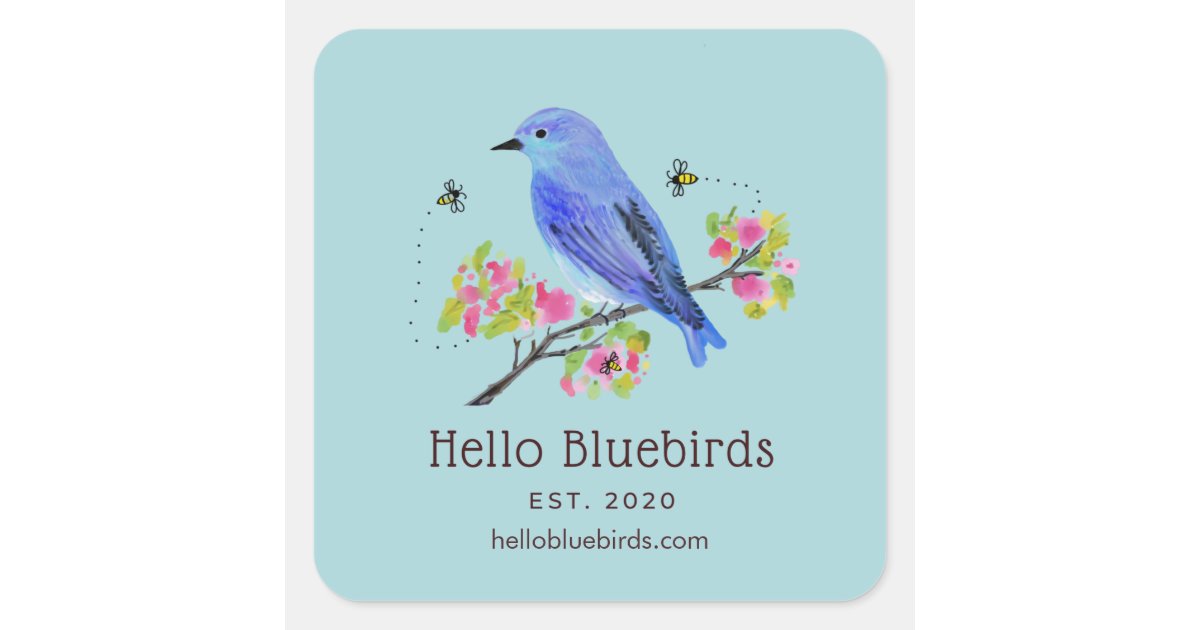 Hello Bluebirds Logo Sticker - Blue | Zazzle