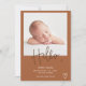 Hello boho script heart photo cute baby birth announcement | Zazzle