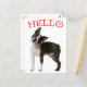 Hello Boston Terrier Puppy Dog Red Thinking of You Postcard | Zazzle