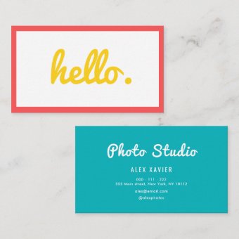 HELLO | bright colorful Business Card | Zazzle