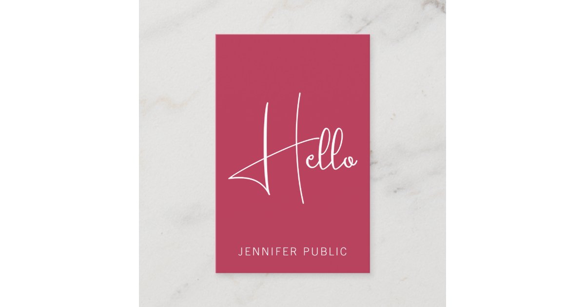 Hello Business Card Modern Vertical Professional | Zazzle