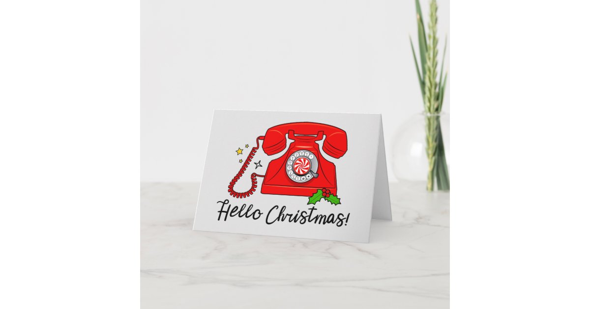 Hello Christmas! Retro Phone Holiday Card | Zazzle
