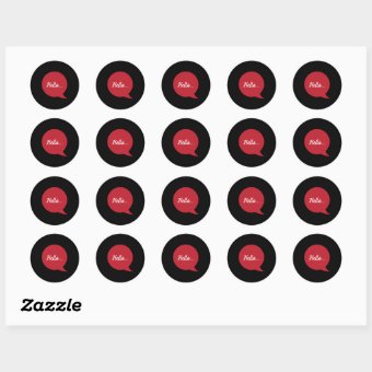 Hello custom Text Round Sticker, Glossy, Small, Classic Round Sticker | Zazzle