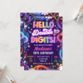 Hello Double Digits Tween Neon Glow Girl Birthday Invitation | Zazzle