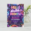 Hello Double Digits Tween Neon Glow Girl Birthday Invitation | Zazzle