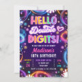 Hello Double Digits Tween Neon Glow Girl Birthday Invitation | Zazzle