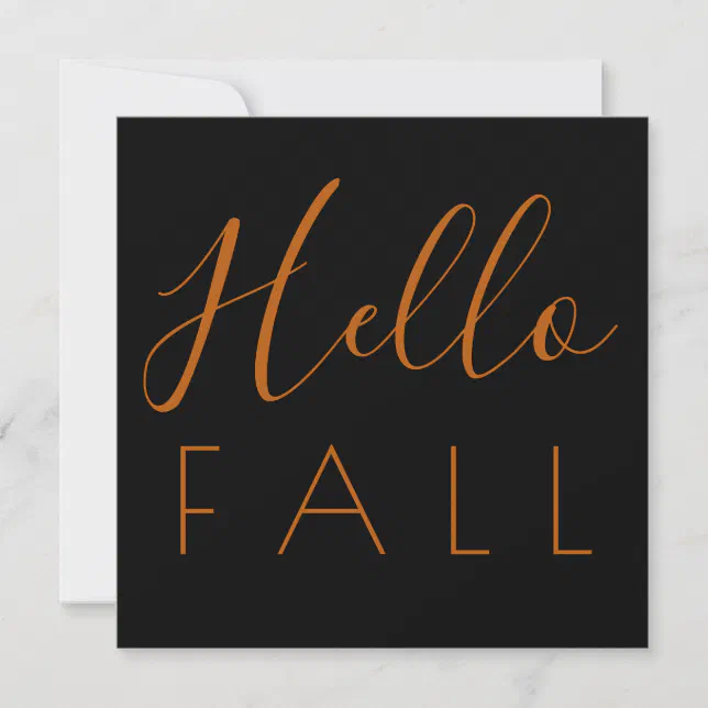 Hello Fall Black Minimalist Typography Autumn Note Card | Zazzle