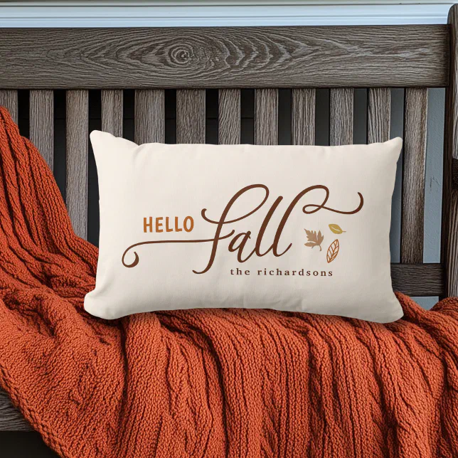 Hello Fall Personalized Lumbar Pillow | Zazzle