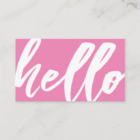 Hello | Fancy Script Bubblegum Pink Business Card | Zazzle.com