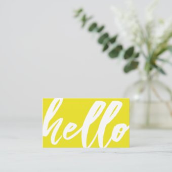 Hello | Fancy Script Sunshine Yellow Business Card | Zazzle