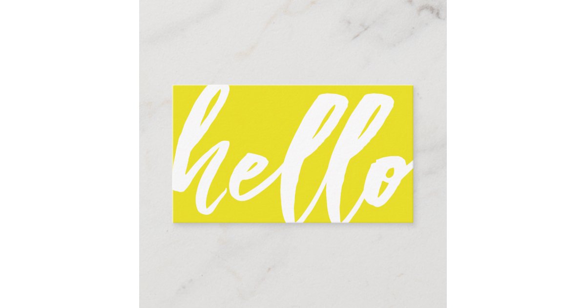 Hello | Fancy Script Sunshine Yellow Business Card | Zazzle