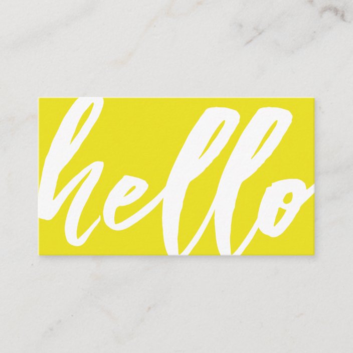 Hello | Fancy Script Sunshine Yellow Business Card | Zazzle.com