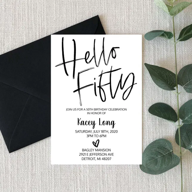 Hello Fifty 50th Birthday Invitation | Zazzle