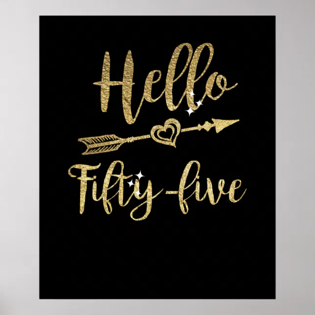 Hello Fifty Five Birthday 55th Birthday Poster | Zazzle