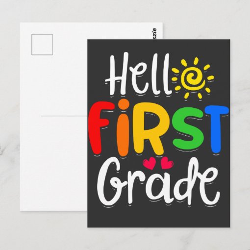 Hello First Grade 1st Grade Back to School Kid Postcard | Zazzle