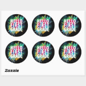 Hello First Grade! Funny 1st Grade Back To School Classic Round Sticker ...